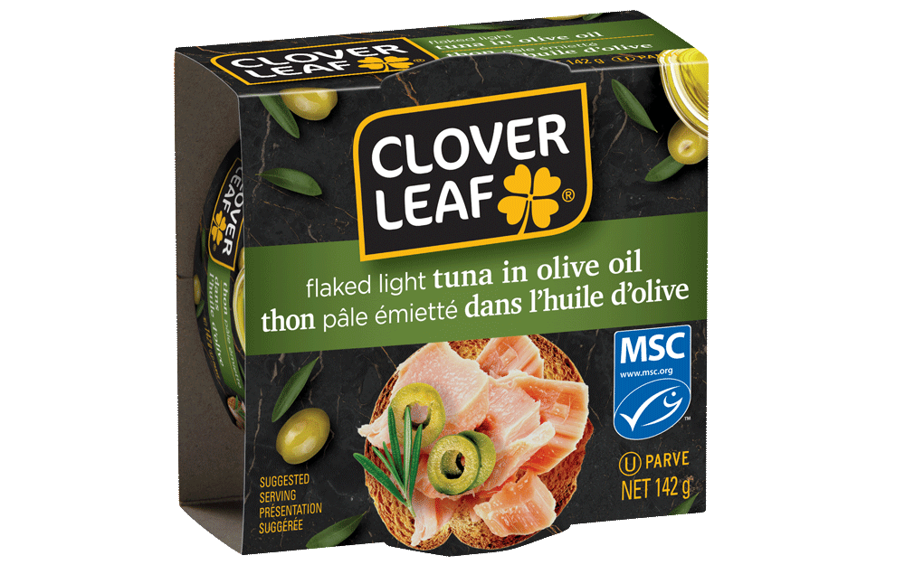 THON PÂLE ÉMIETTÉ DANS L’HUILE D’OLIVE - Clover Leaf